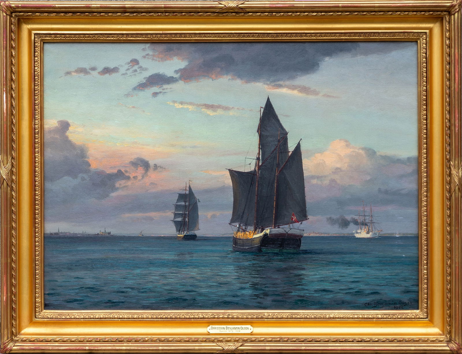 Christian Benjamin Olsen (danish, 1873-1935) "returning Home, 1918" Auction