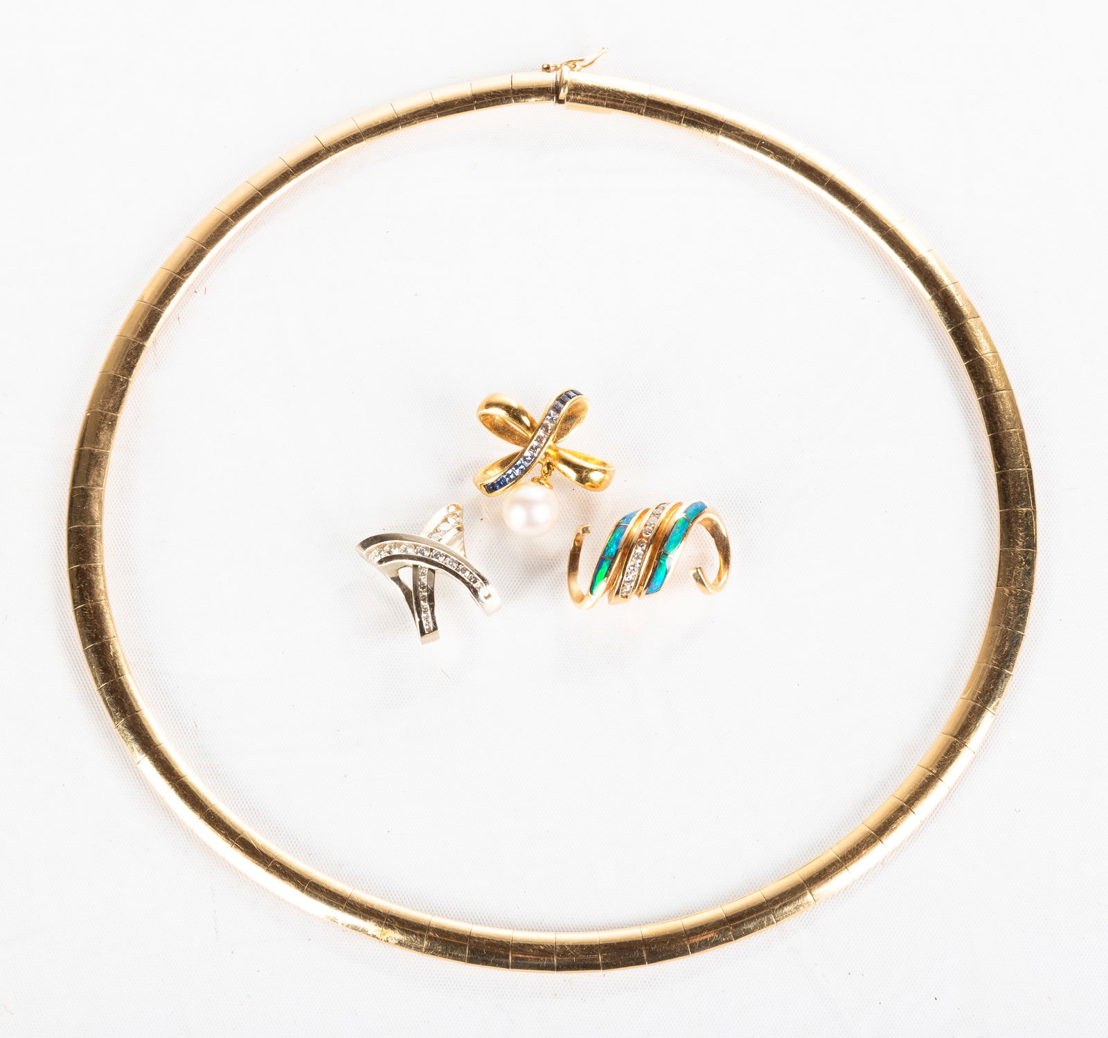 Ladies Omega Necklace & Three Slide Pendants Auction