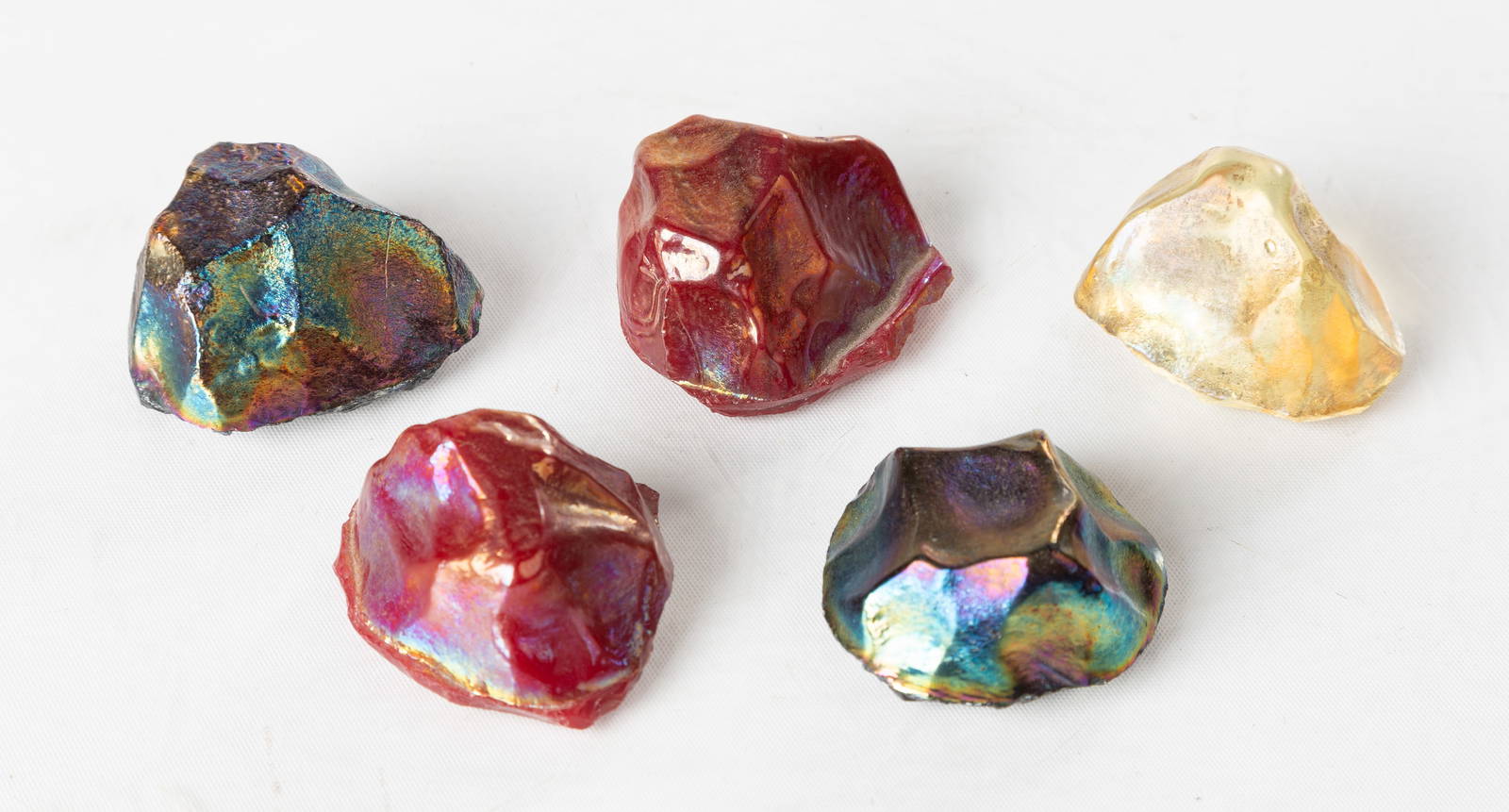 Five Chunk Glass Jewels, Attributed To Tiffany Studios Auction