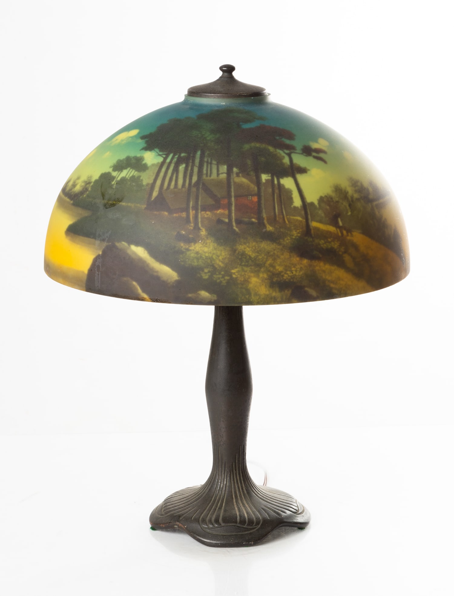 Phoenix Reverse Painted Table Lamp Auction