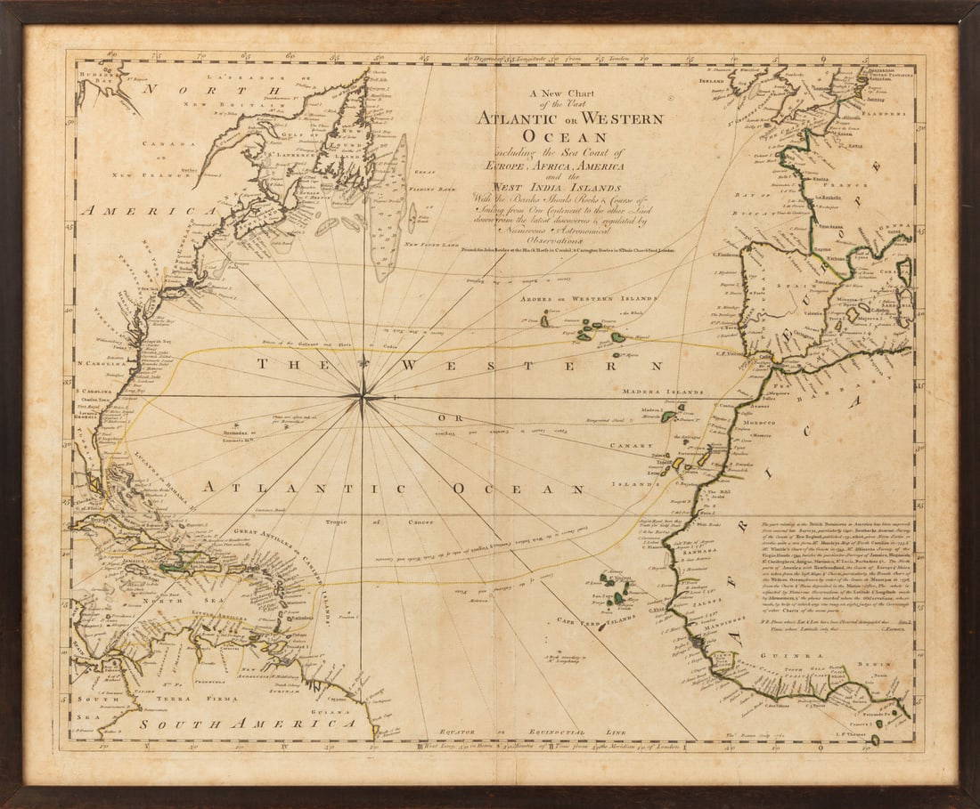 Theo Bowen, New Chart Of The Vast Atlantic Or Western Ocean Auction