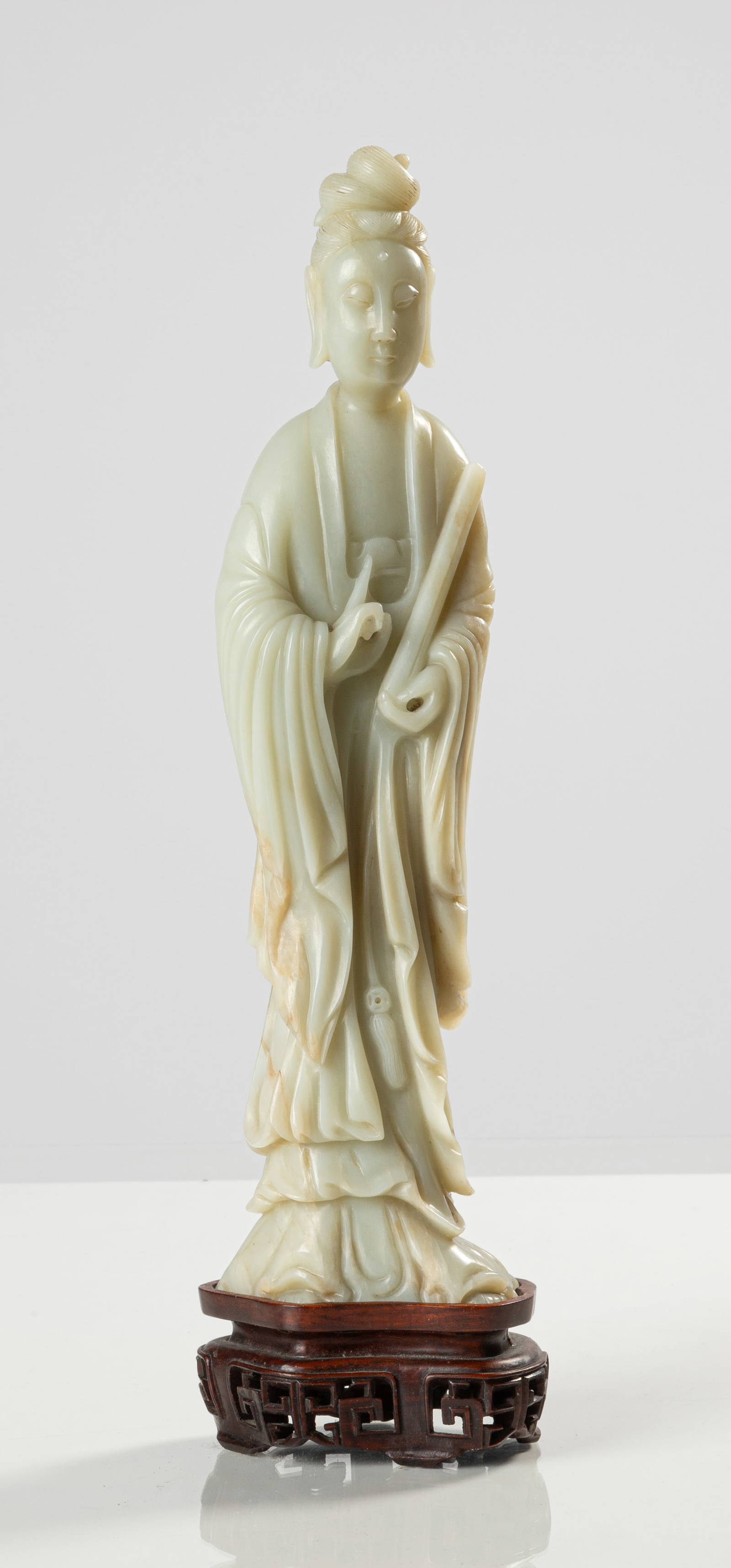 Chinese Carved Jade Statuette Of Guanyin Auction