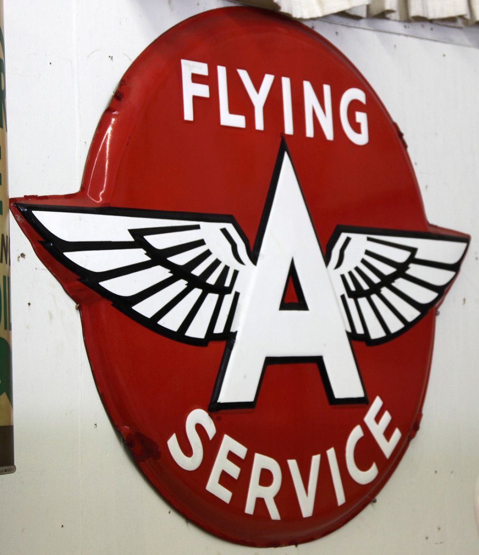 Vintage Flying A Service Porcelain Sign