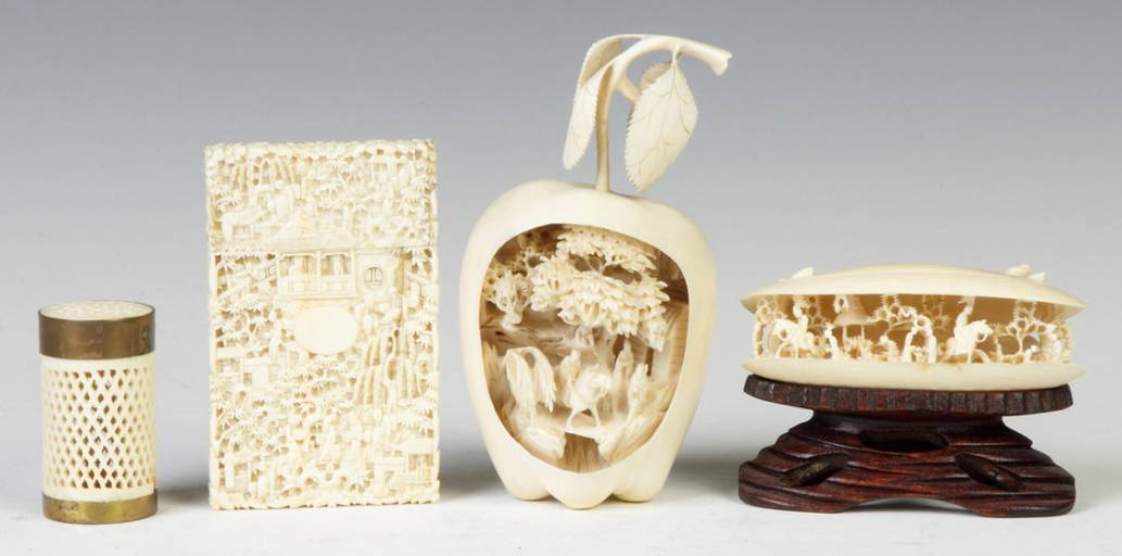 Group Of Carved Ivory Asian Objects