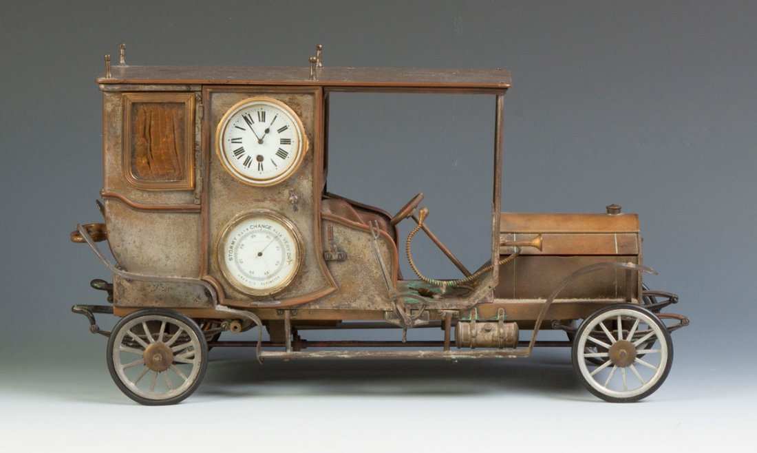 Rare French Automaton Car Clock By Guilmet