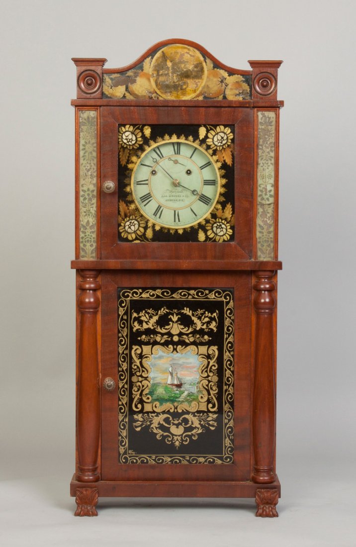 Asa Munger, Auburn, NY, Glass Front Shelf Clock