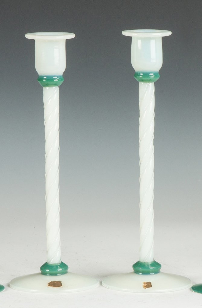 Pair of Fry Glass Candlesticks - May 09, 2015 | Cottone Auctions in NY