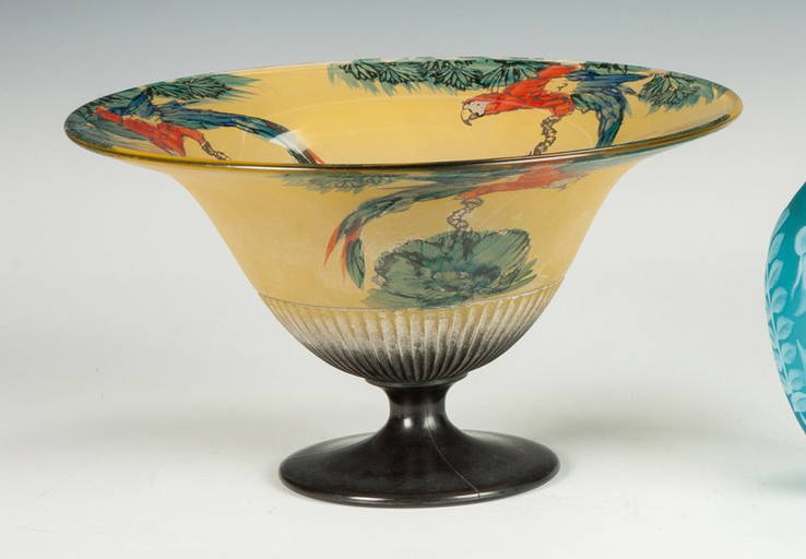 Handel Style Compote With Frosted & Hand Painted