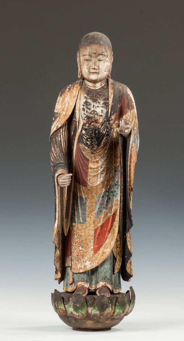 Early & Rare Carved & Polychromed Japanese Figure of