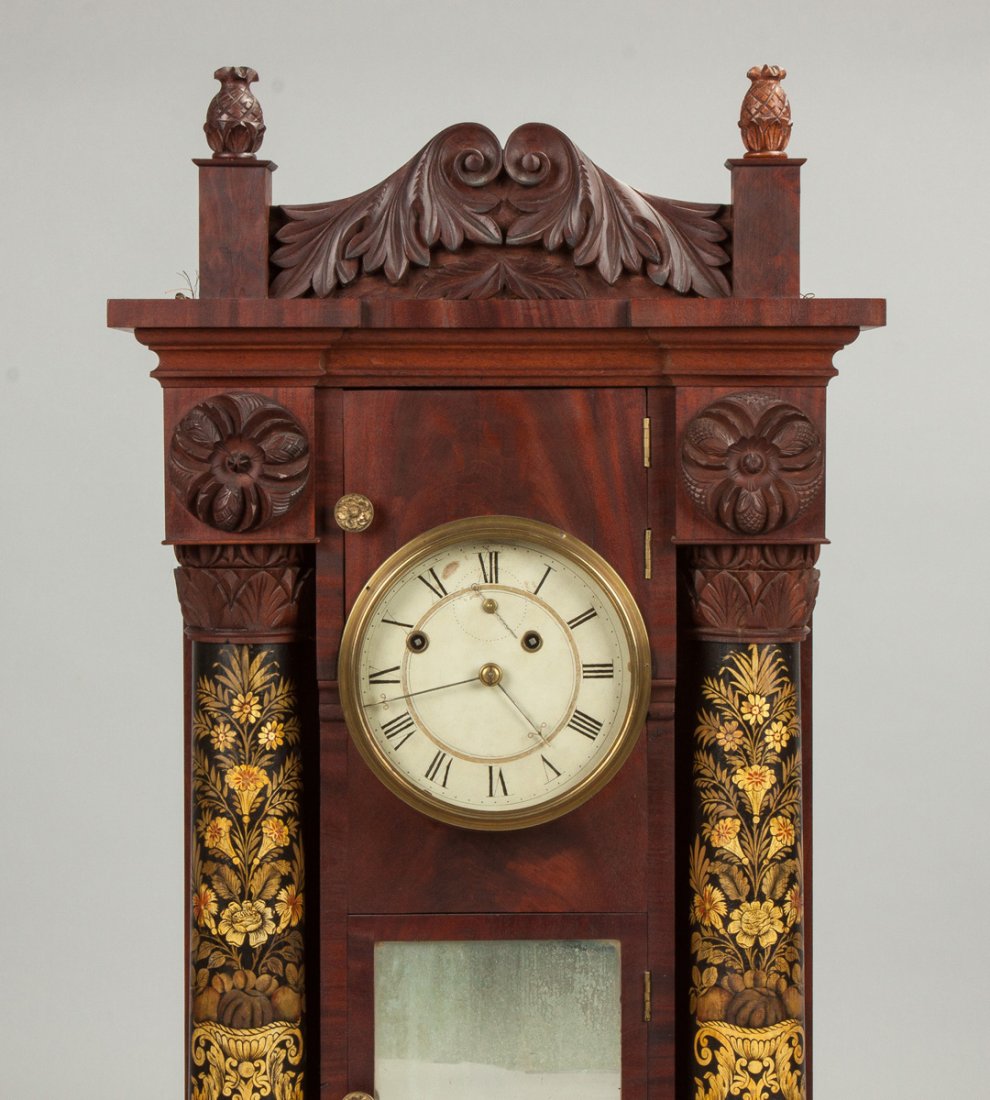 Fine & Rare Asa Munger Stovepipe Shelf Clock, Auburn,