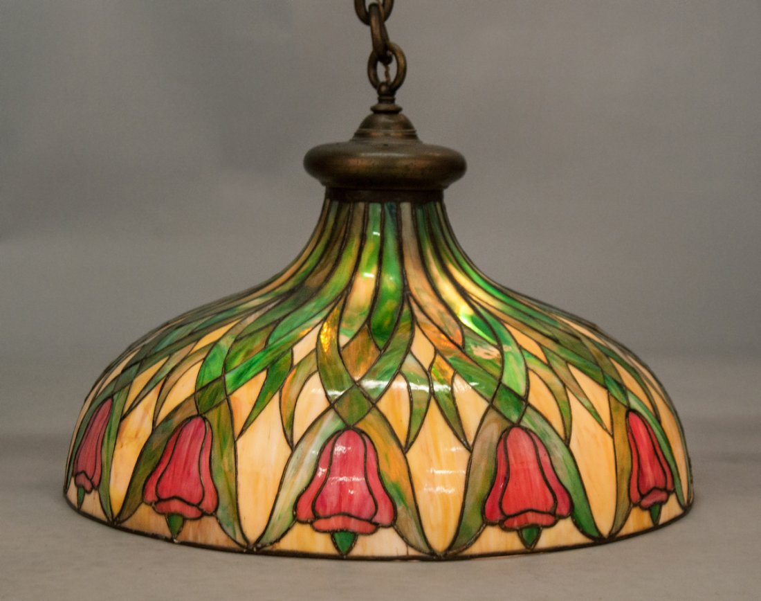 Unusual Handel Leaded Glass Hanging Fixture with Art - Nov 14, 2015 ...
