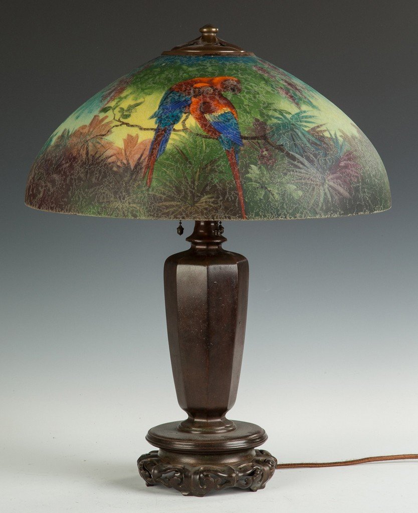 Handel Reverse Painted Parrot Lamp - Sep 24, 2016 | Cottone Auctions in NY