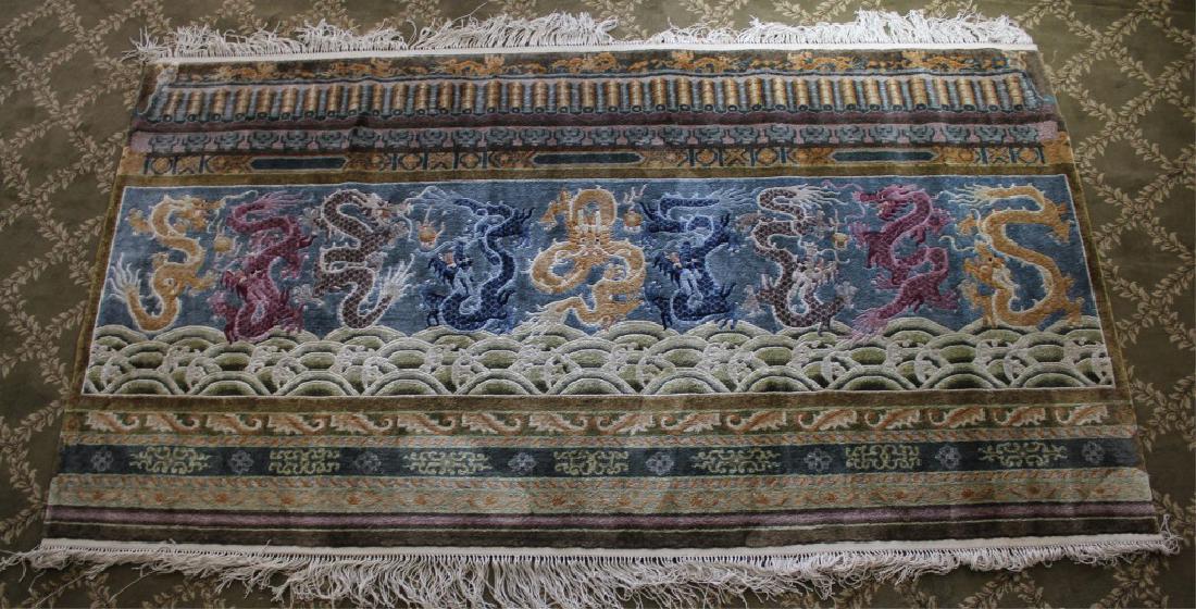 CHINESE SILK DRAGON RUG PINE & CRANE BRAND
