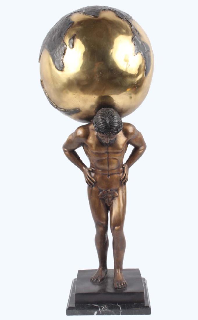BRONZE SCULPTURE OF ATLAS WITH GLOBE