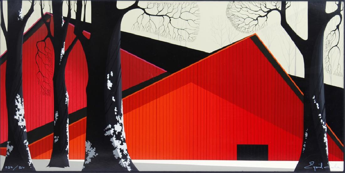 Eyvind Earle "The Great Red Barn" Serigraph - May 05, 2013 | Michaan's ...