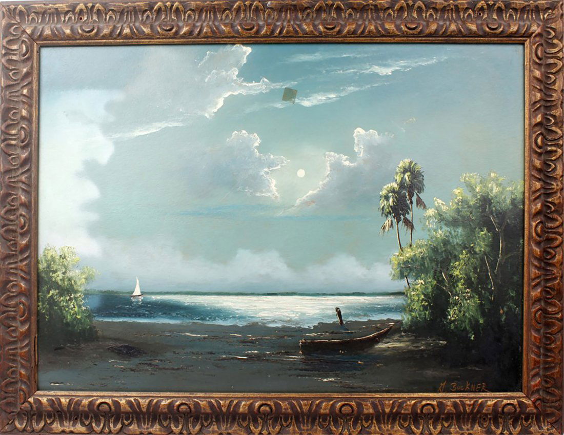 GEORGE BUCKNER HIGHWAYMEN PAINTING MOONLIT OCEAN