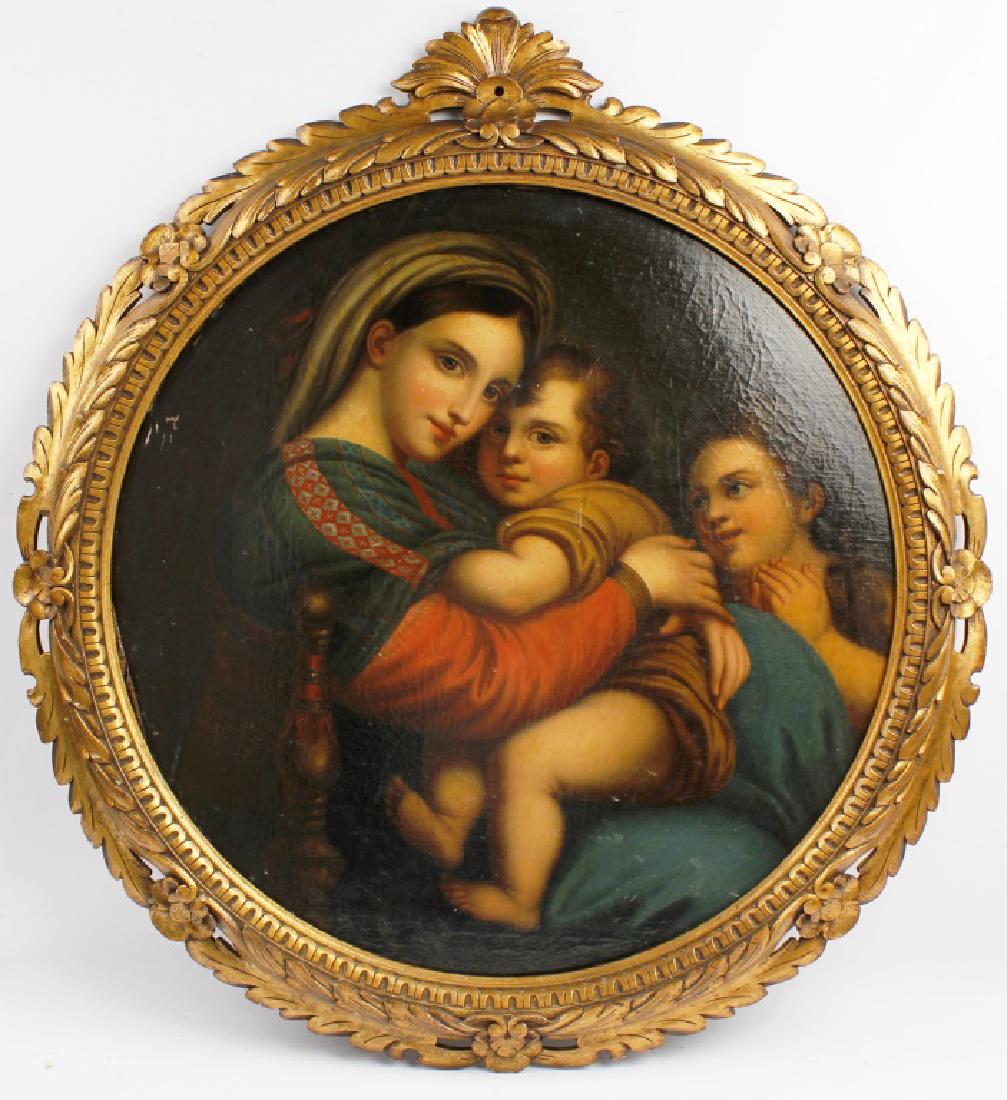 EARLY RENAISSANCE OIL ON CANVAS HOLY FAMILY