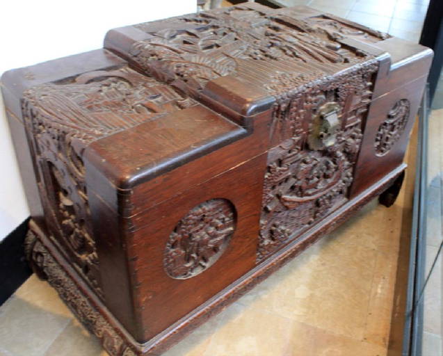 Antique Oriental Hand Carved Chest