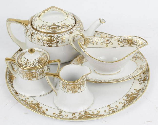 Antique Noritake Gold Leaf Tea Service