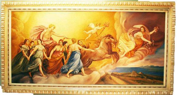 LARGE OIL ON CANVAS PAINTING HELIOS IN CHARIOT