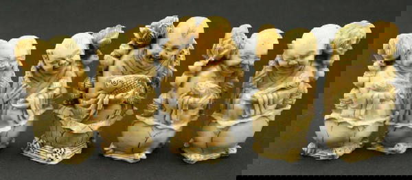 5 Japanese Carved Ivory Figures