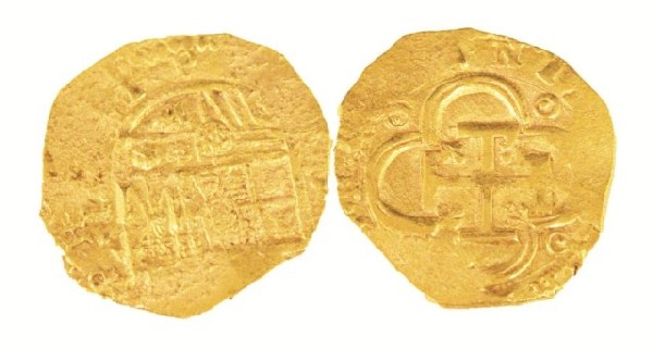 2 ESCUDOS SPANISH MARAVILLAS GOLD SHIPWRECK COIN