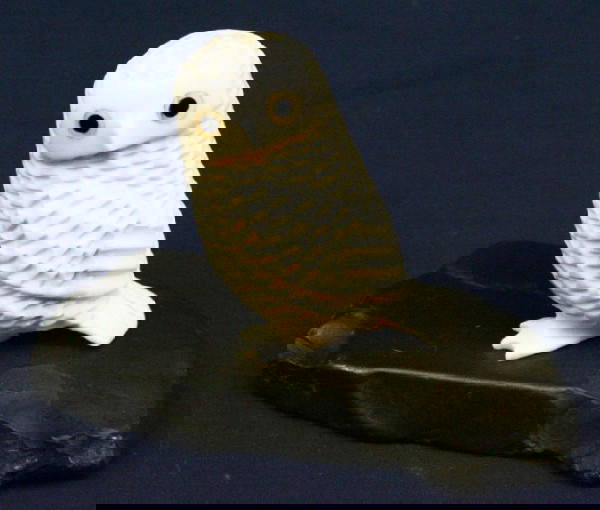 Alaskan Eskimo Walrus Tusk Ivory Carved Owl