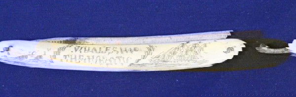 SCRIMSHAW BONE HANDLED STRAIGHT RAZOR