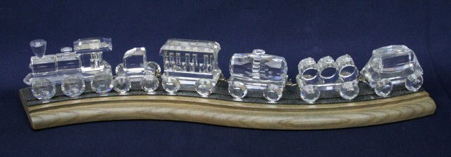 SWAROVSKI CRYSTAL TRAIN W/ WOODEN TRACK - 6 CARS
