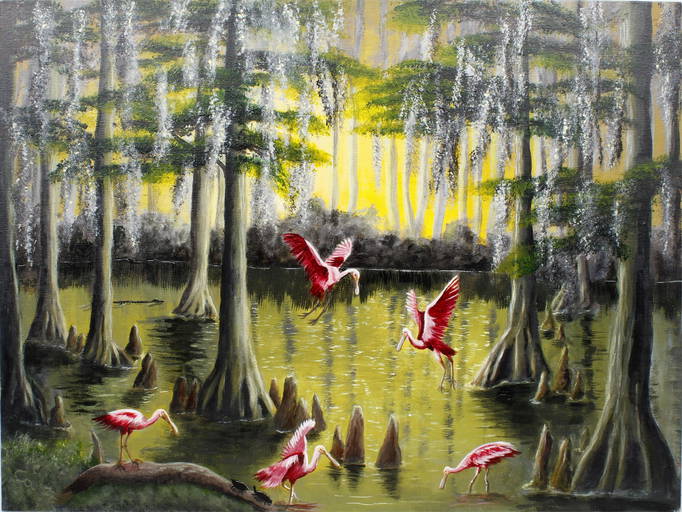 CAROL ANN KNAPP FLORIDA ARTIST CYPRESS & SPOONBILL (#128067) on Dec 17 ...