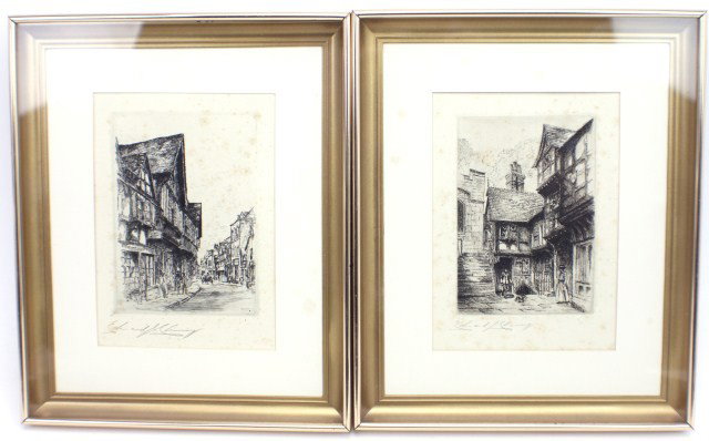 EDWARD CHERRY - ENGLISH TOWN SCENE ETCHINGS