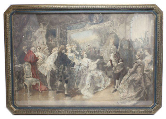 V DE PAREDES COLORED ETCHING SITTING FOR PORTRAIT