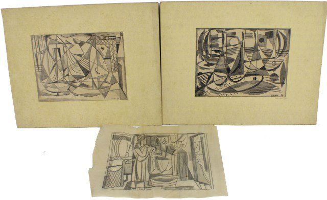 LOT OF THREE PENCIL DRAWINGS BY CARL HOLTY