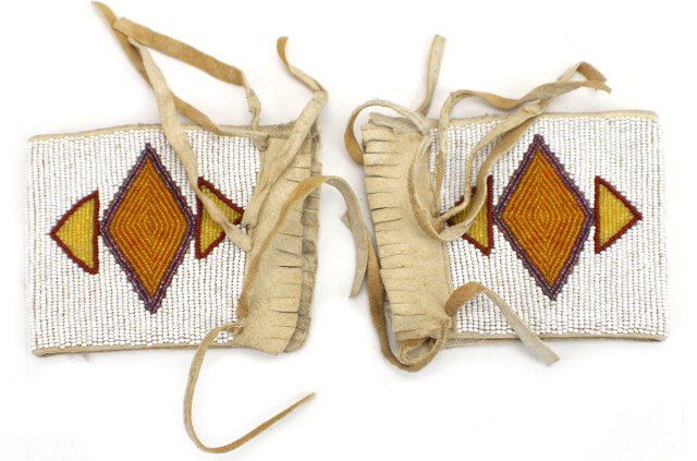 PAIR NATIVE AMERICAN BEADED ARM BANDS