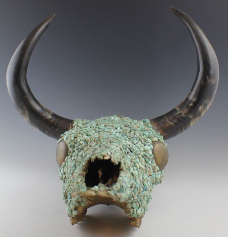 TURQUOISE ENCRUSTED STEER SKULL