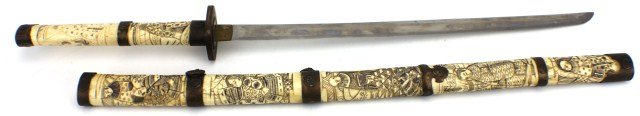 JAPANESE WAKIZASHI SWORD BONE SHEATH