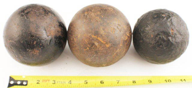 Three Civil War Era Cast Iron Cannonballs