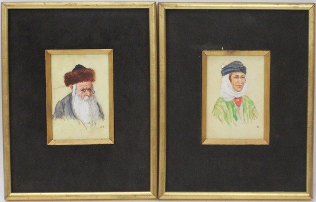 TWO OIL ON BONE PORTRAITS SOLOMAN NOGARD
