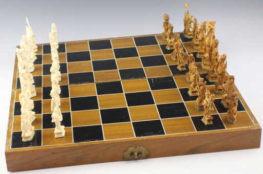 Chinese Vintage Elephant Ivory Chess Set