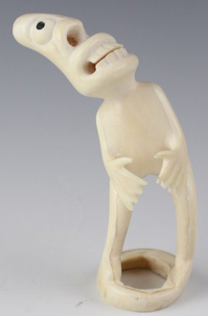 GREENLAND ESKIMO INUIT CARVED IVORY TUPILAK FIGURE