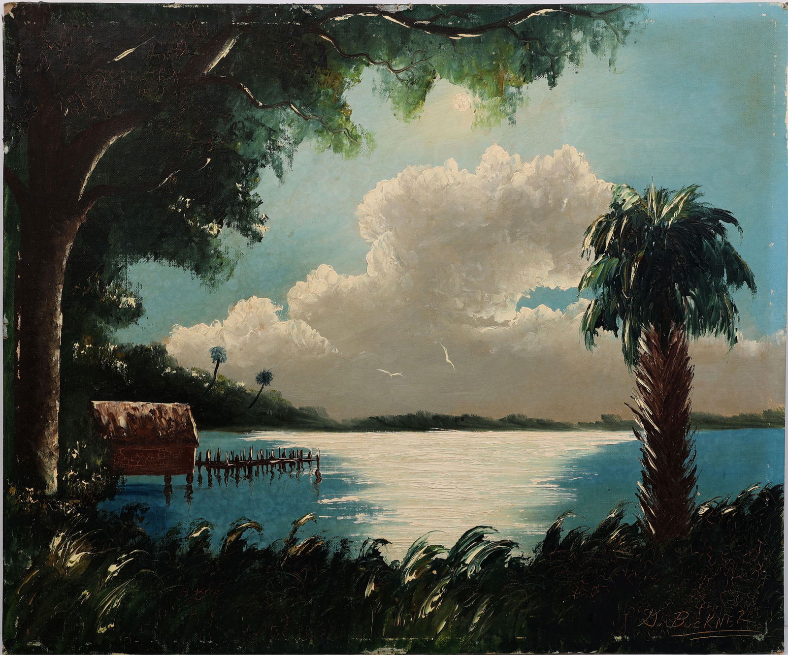 George Buckner Florida Highwaymen Moonlit Dock Auction