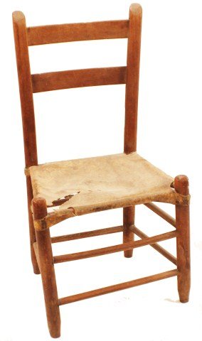 AMERICAN PRIMITIVE OAK LADDER-BACK CHAIR