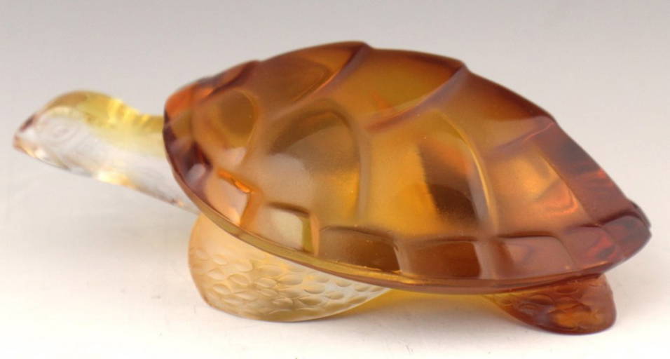 Lalique Glass Amber Turtle