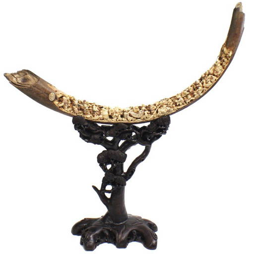 Large Chinese Carved Deity Figure Ivory Mammoth Tusk