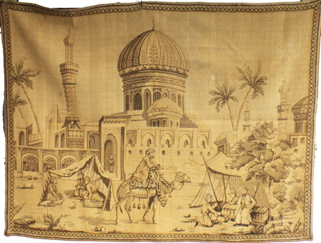 WOVEN MIDDLE EASTERN TAPESTRY OF MOSQUE