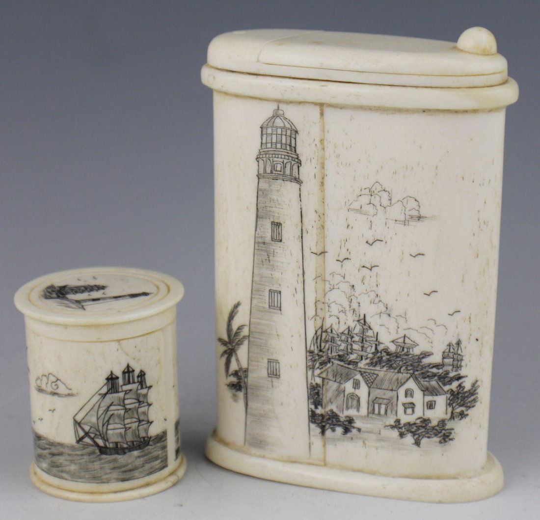 SCRIMSHAW BOX AND STAMP DISPENSER - Dec 15, 2012 | Manor Auctions in FL