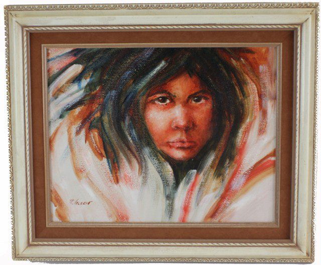 RUTH VALERIO ORIGINAL OIL ON CANVAS NATIVE SON
