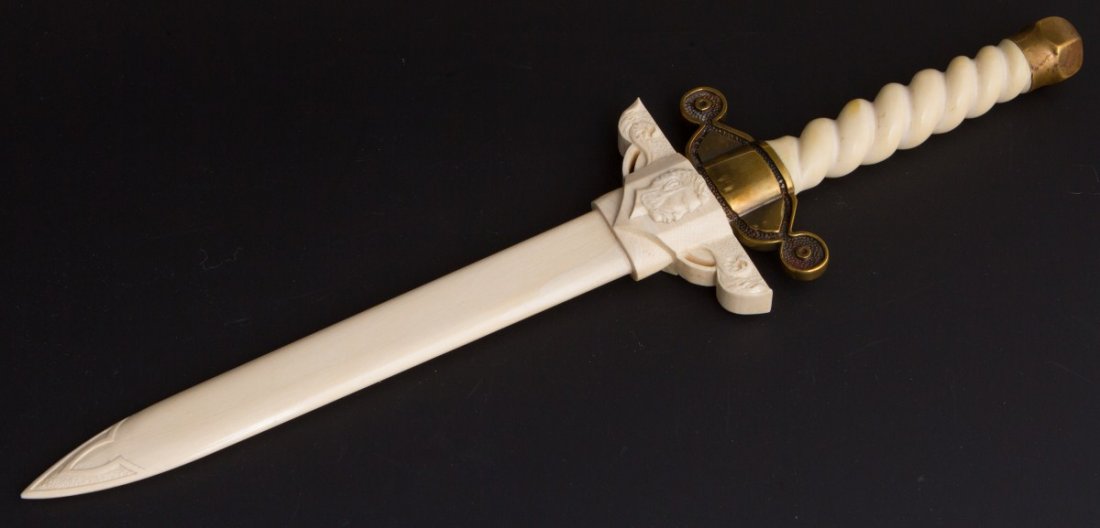 HAWAIIAN DAGGER W/ IVORY GRIP & SCABBARD -KALAKAUA