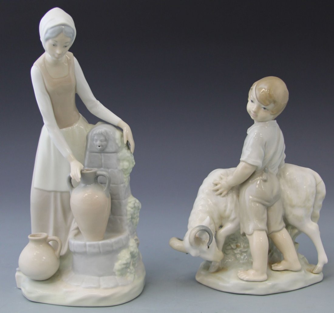 TWO PORCELAIN NAO BY LLADRO FIGURES BOY AND GIRL
