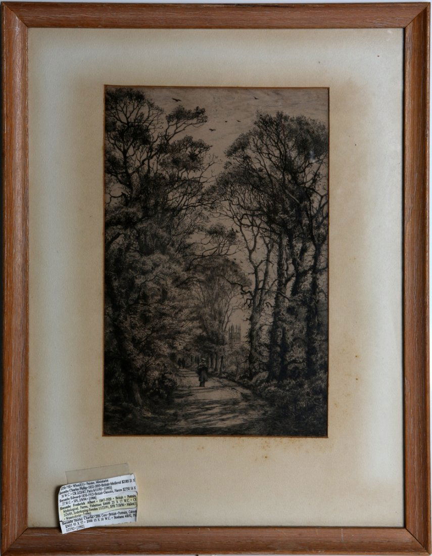 FREDERICK SLOCOMBE LATE 19C ETCHING OXFORD TOWERS